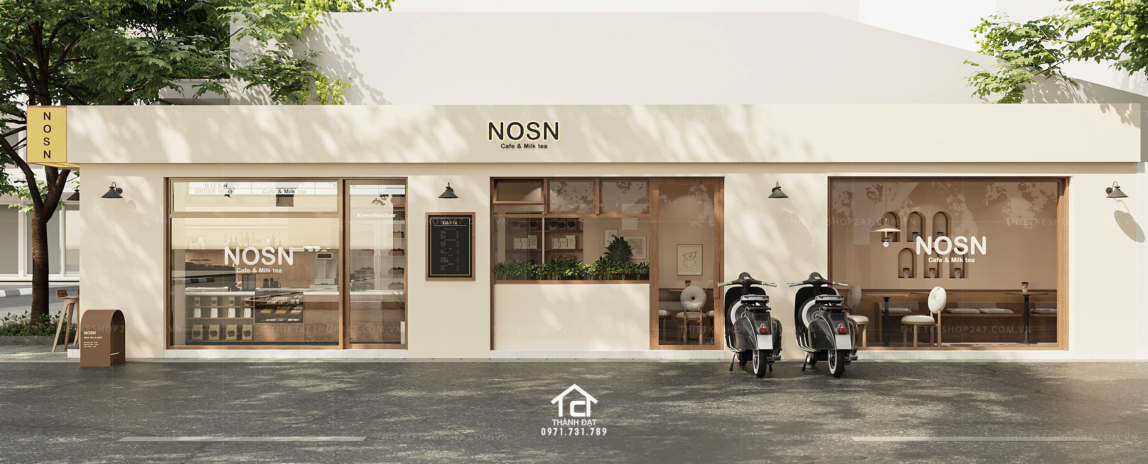 Thiết kế quán trà sữa, cafe đẹp ấn tượng và sang trọng – NOSN